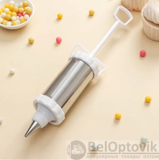 Шприц кондитерский металлический Bakery Tools, 4 насадки и ножик (арт ...
